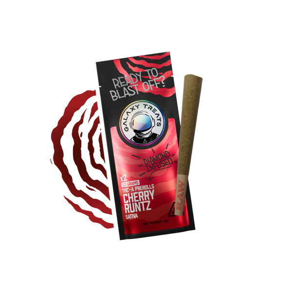 Cherry Runtz - Diamond Infused 2ct THCA Prerolls – Galaxy Treats